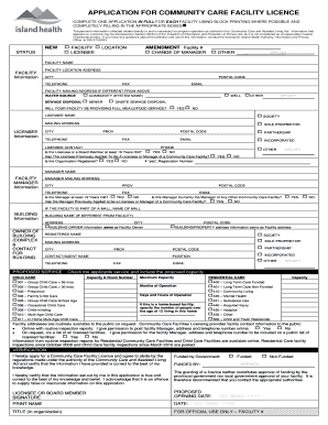 Fillable Online APPLICATION FOR COMMUNITY CARE FACILITY LICENCE Fax ...
