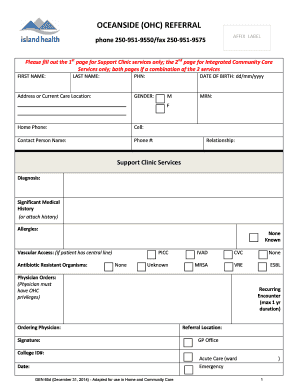 Fillable Online OCEANSIDE OHC REFERRAL Fax Email Print - pdfFiller