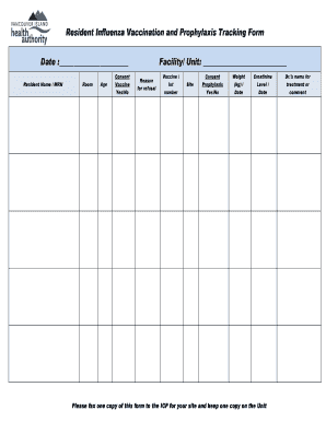 Fillable Online Influenza Vaccination and Prophylaxis Tracking Form Fax ...