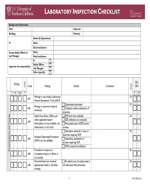 Fillable Online capsnet usc LABORATORY INSPECTION CHECKLIST ...