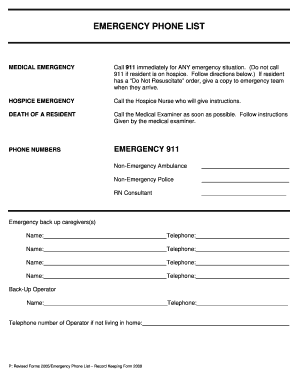Fillable Online Emergency Phone Listdoc Fax Email Print - pdfFiller