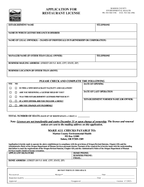 Fillable Online co marion or APPLICATION FOR ENVIRONMENTAL HEALTH ...