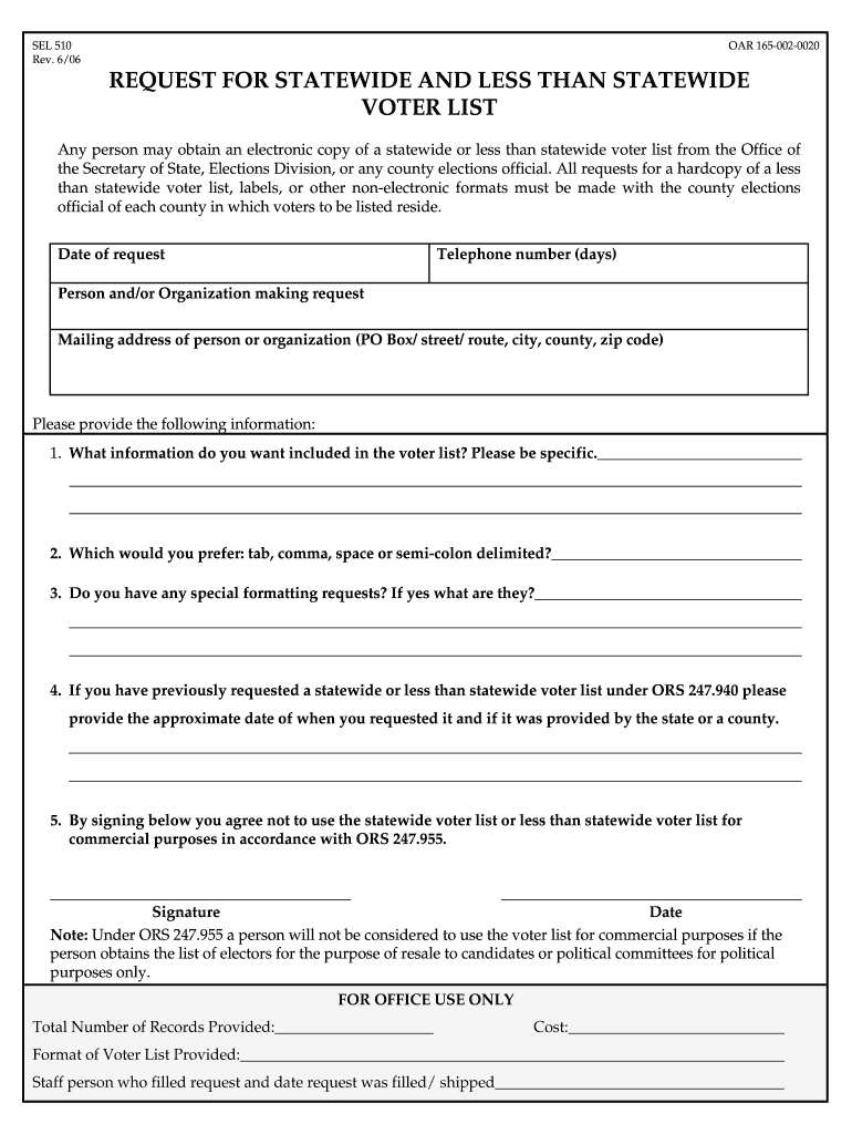 Fillable Online co marion or SEL 510 REQUEST FOR STATEWIDE AND LESS ...