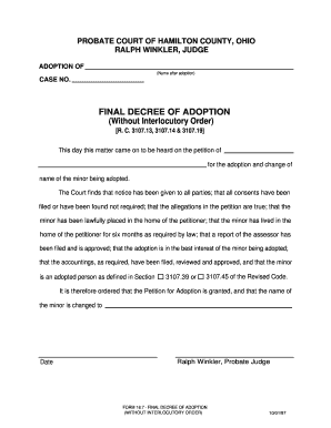 Fillable Online probatect FINAL DECREE OF ADOPTION Without ...
