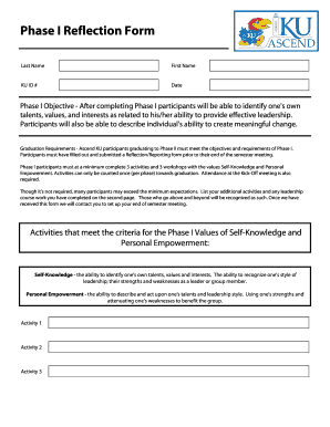 Fillable Online silc ku Phase I Reflection Form - KU Student ...