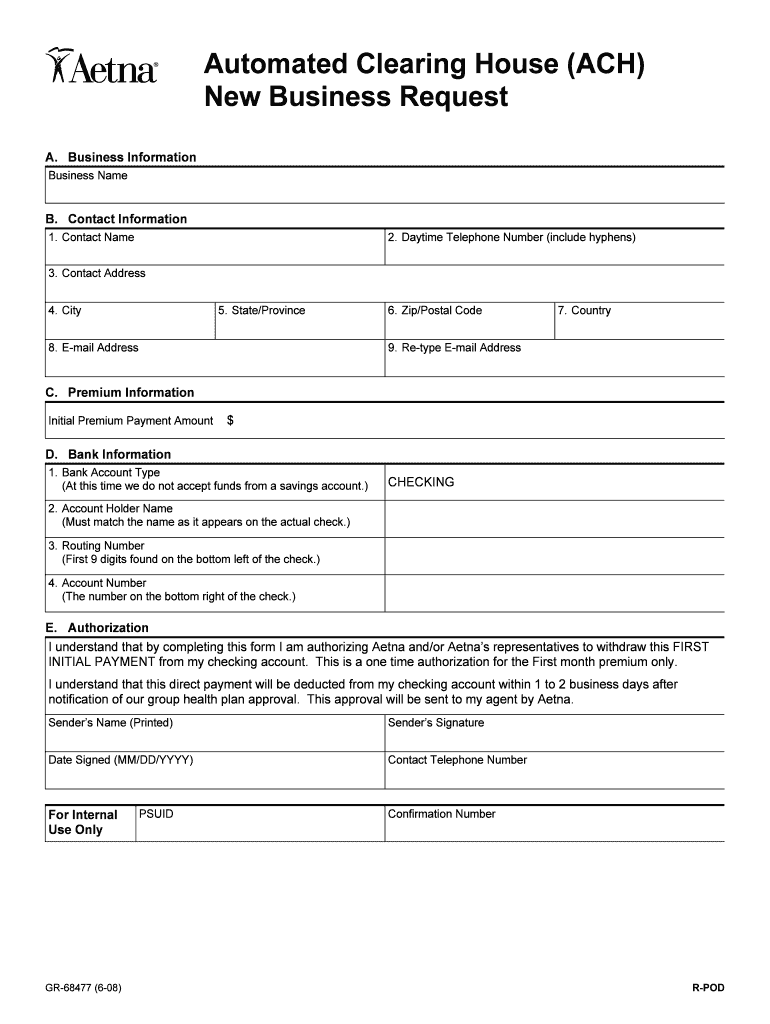 Fillable Online Automated Clearing House ACH New Business Request Fax ...