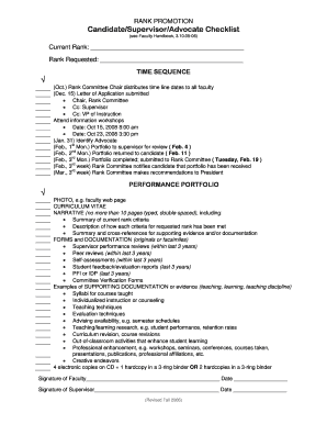 Fillable Online csi Checklist Rank Promotion Checklist - csi Fax Email ...