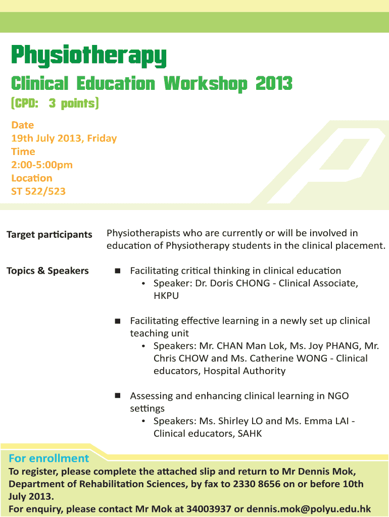 Fillable Online rs polyu edu Physiotherapy - PolyU - rs polyu edu Fax Email Print - pdfFiller