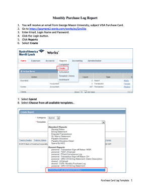 Fillable Online Monthly Purchase Log Report Fax Email Print - pdfFiller