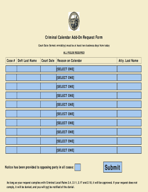 Fillable Online marincourt Criminal Calendar Add-On Request Form Fax ...
