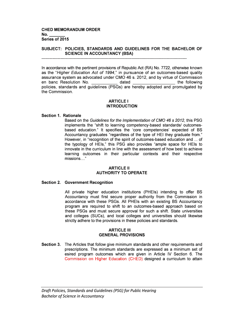 Fillable Online picpa com CHED MEMORANDUM ORDER No SCIENCE IN ...