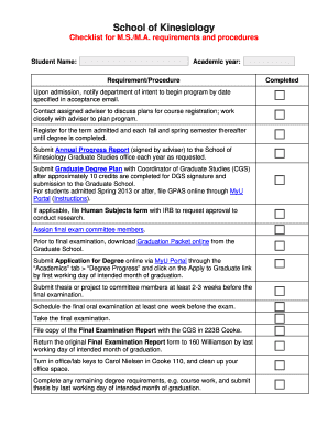 Fillable Online cehd umn Checklist for MSMA requirements and procedures ...