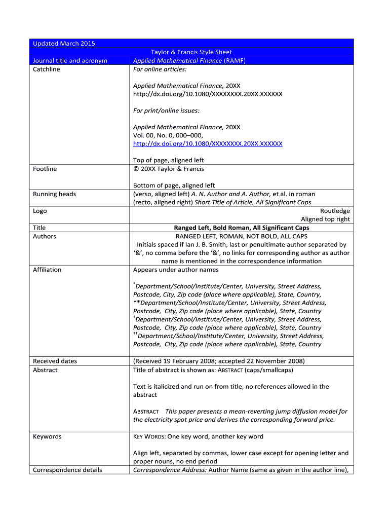 Fillable Online tandf co Updated March 2015 RAMF - tandfcouk Fax Email ...