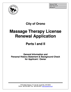 Fillable Online Massage Therapy License Renewal Application Fax Email ...