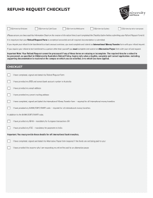 Fillable Online Refund Request checklist Fax Email Print - pdfFiller