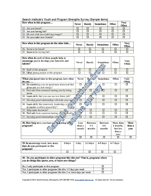 Fillable Online Search Institutes Youth and Program Strengths Survey ...
