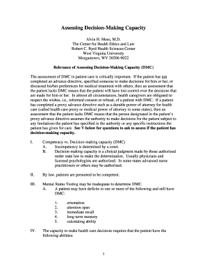 Fillable Online Assessing Decision-Making Capacity Fax Email Print ...