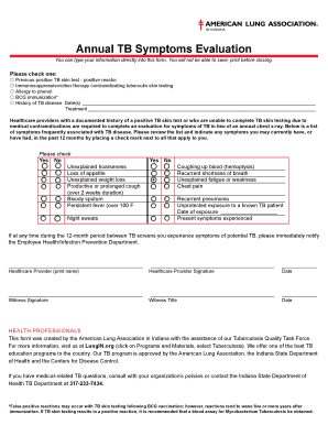 Fillable Online lung Annual TB Symptoms Evaluation - American Lung ...