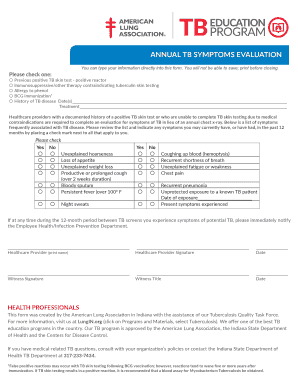 Fillable Online ANNUAL TB SYMPTOMS EVALUATION Fax Email Print - pdfFiller