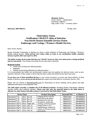 Fillable Online Field Safety Notice Notification URGENT Risk of ...