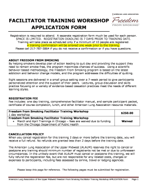 Fillable Online FACILITATOR TRAINING WORKSHOP APPLICATION FORM Fax ...
