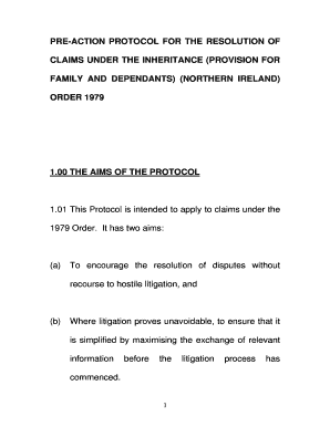 Fillable Online PRE-ACTION PROTOCOL FOR THE RESOLUTION OF Fax Email ...