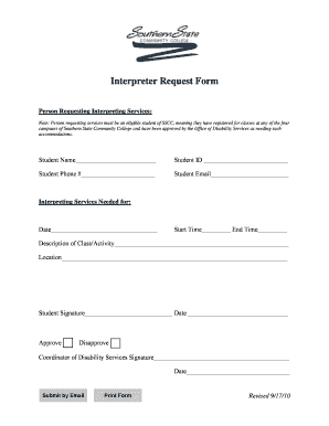Fillable Online sscc Interpreter Request Form - Southern State ...