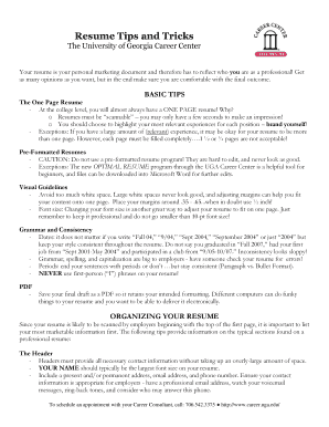 Fillable Online Resume Tips and Tricks Fax Email Print - pdfFiller