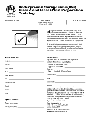 Fillable Online msbo Underground Storage Tank UST Class A and Class B ...