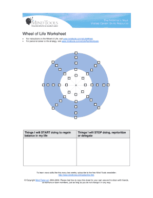 Life Balance Wheel Worksheet