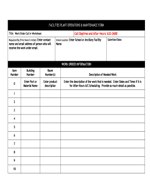 Fillable Online facilities sp brevardschools FACILITIES PLANT OPERATIONS MAINTENANCE FORM ...