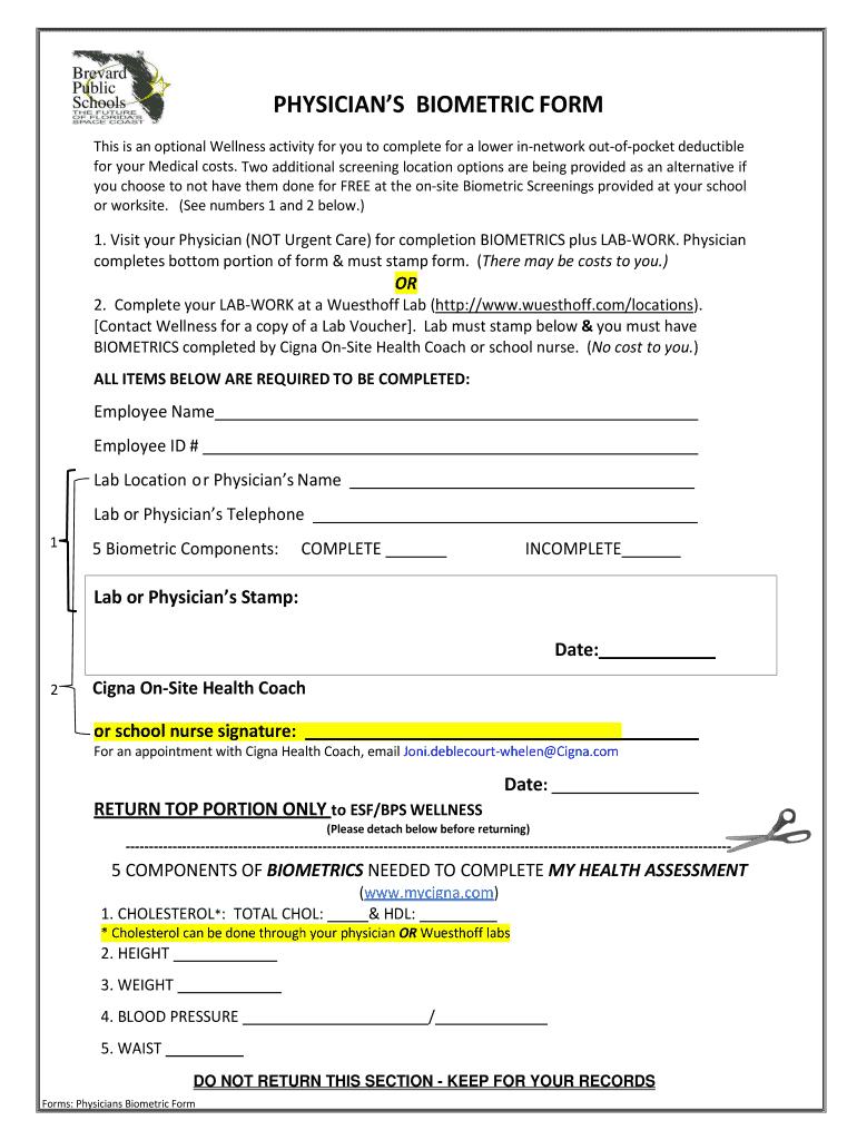Fillable Online PHYSICIANS BIOMETRIC FORM Fax Email Print - pdfFiller