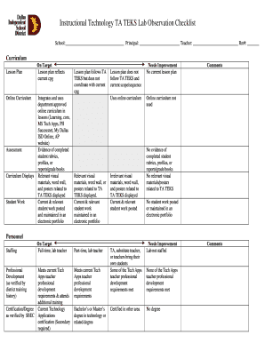 Fillable Online dallasisd Instructional Technology TA TEKS Lab ...