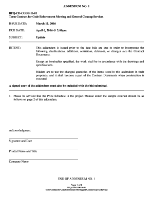 Fillable Online ADDENDUM NO 1 RFQ-CD-CODE-16-01 Term Contract for Code ...