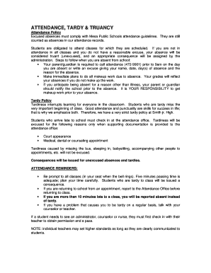 Fillable Online ATTENDANCE, TARDY & TRUANCY Fax Email Print - pdfFiller