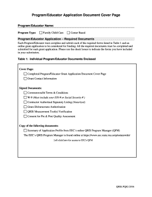Fillable Online ProgramEducator Application Document Cover Page Fax ...