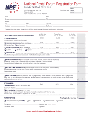 Fillable Online npf Download a 2016 Printable Registration Form - The ...