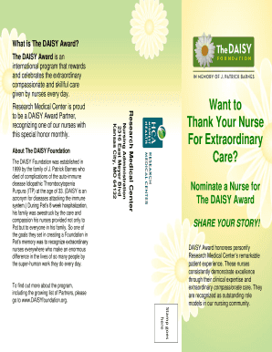 Fillable Online DAISY Award Nomination Form - Research Medical Center ...