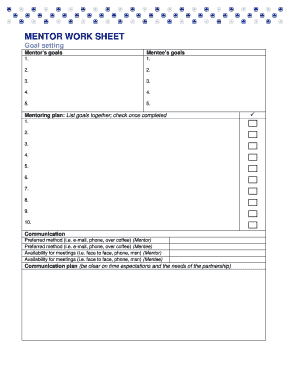 Fillable Online MENTOR WORK SHEET - Girl Guides of Canada Fax Email ...