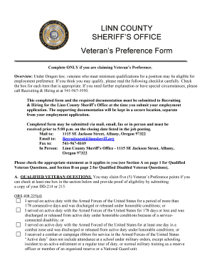 Fillable Online LINN COUNTY SHERIFFS OFFICE Veterans Preference Form ...