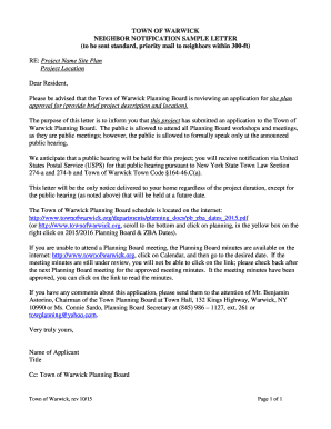 Fillable Online NEIGHBOR NOTIFICATION SAMPLE LETTER Fax Email Print ...