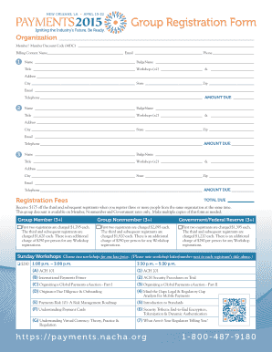 Fillable Online Group Registration Form - NACHA Fax Email Print - pdfFiller