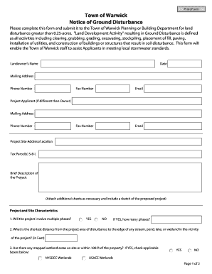 Fillable Online townofwarwick Town of Warwick Notice of Ground ...