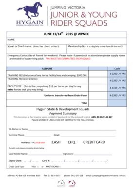 Fillable Online CASH CHQ CREDIT CARD - Equestrian Australia Fax Email ...