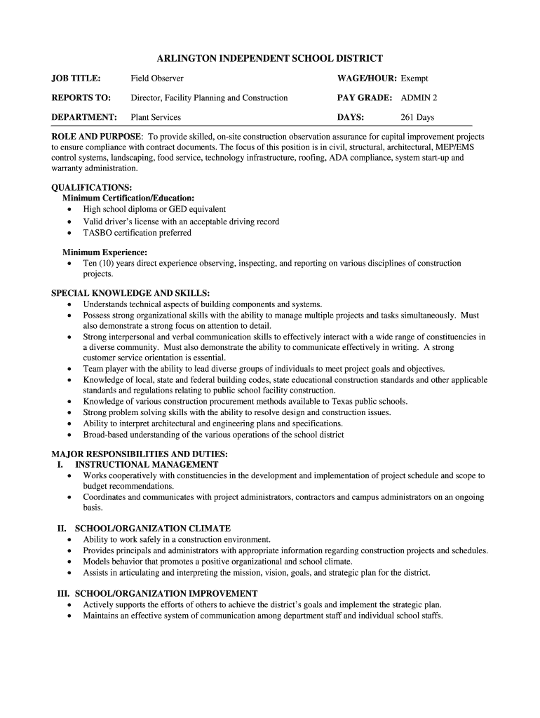 Fillable Online Field Observer Fax Email Print - pdfFiller