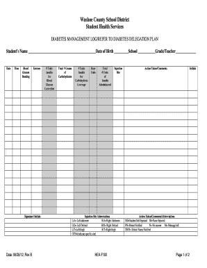 Fillable Online DIABETIC MANAGEMENT LOG Fax Email Print - pdfFiller