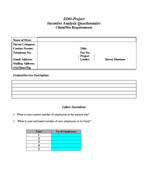 Fillable Online EDD-Project Incentive Analysis Questionnaire ClientSite ...