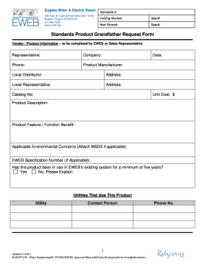 Fillable Online eweb Standards Product Grandfather Request Form - EWEB ...