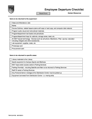 Fillable Online nait Employee Departure Checklist - Northern Alberta ...