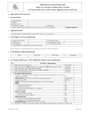 Fillable Online carc gov Air Transport Pilot License (ATPL) Issuance ...